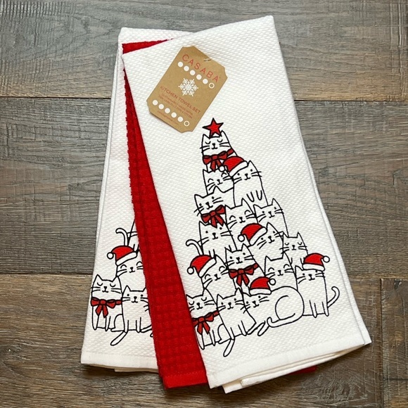 Casaba | Kitchen | Casaba Cat Tree Dish Towels 3 Nwt | Poshmark